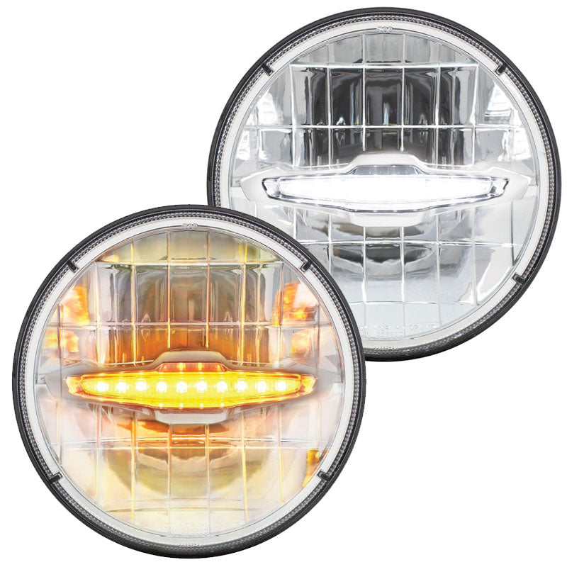 3 High Power LED 7" Headlight With 10 Amber LED Daytime Running Light Bar