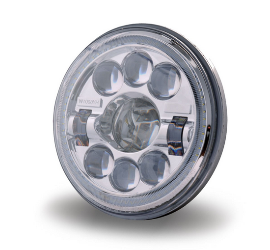7 Inch LED Round Projector Headlight With Auxiliary Angel Ring